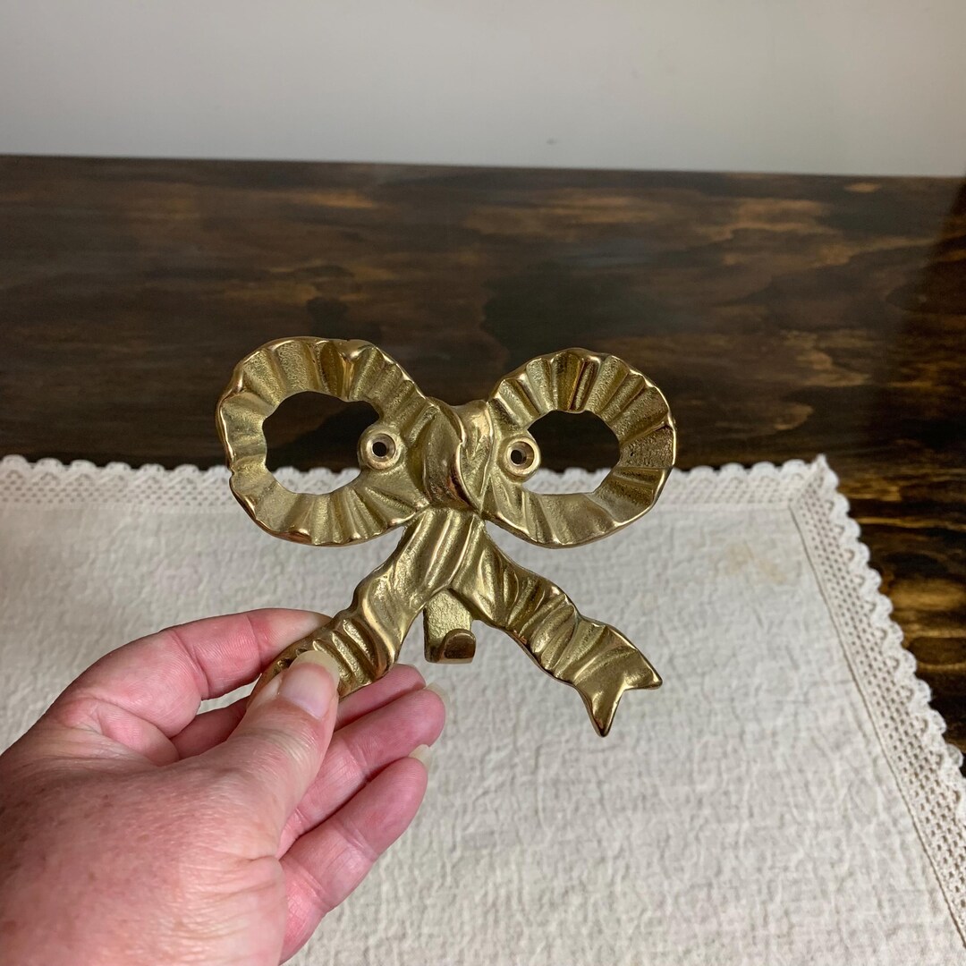 Vintage Brass Bow Hook Bow Wall Hook Gold Bow Hook Bow Organizer ...