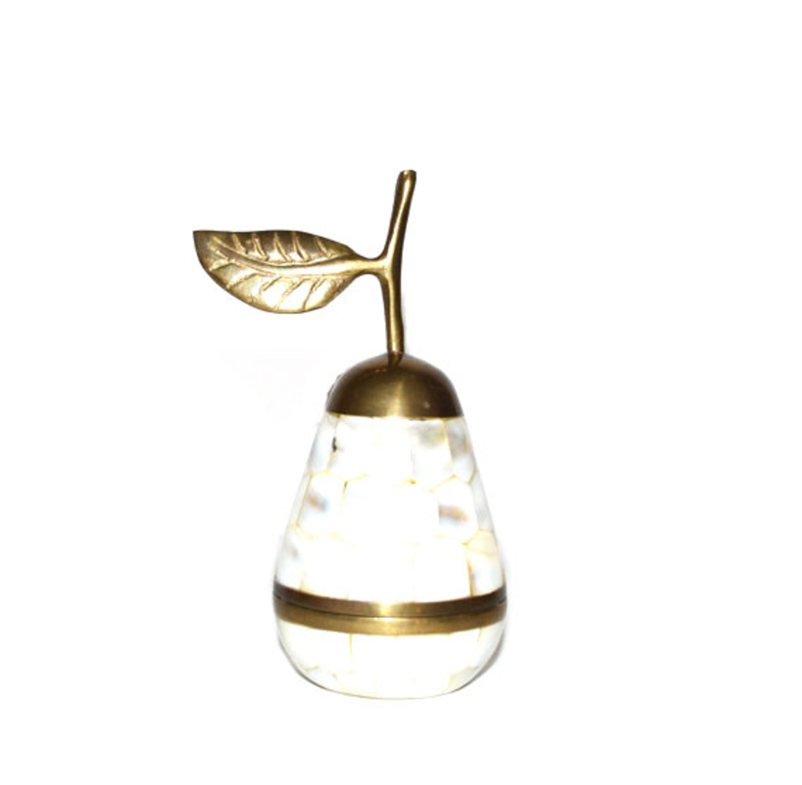 Brass Pear Mother of Pearl Pear Brass Pear Box Brass Fruit - Etsy