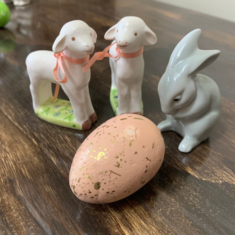 Vintage Ceramic Easter Bunny Gray Rabbit Figurine Easter Lamb - Etsy