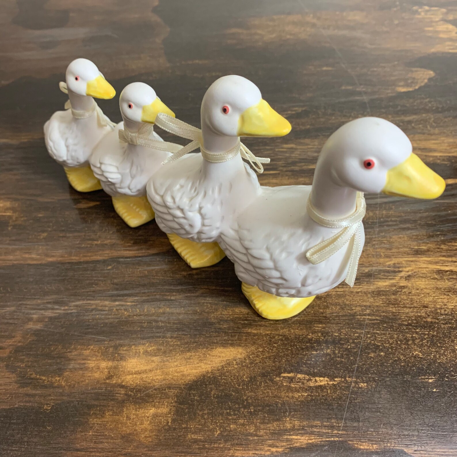 Vintage Gaggle of Geese Statue White Ceramic Geese Spring Decor Flock ...