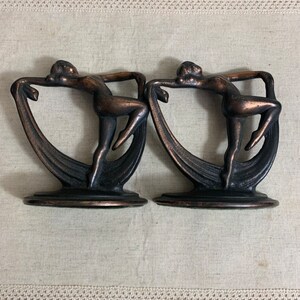 Vintage Art Deco Scarf Dancer Bookends Set of 2 Brass Dancing Woman ...