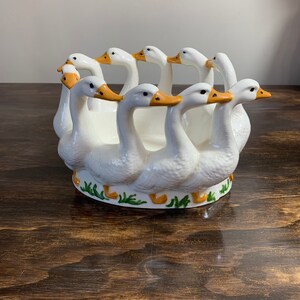 Vintage Gaggle of Geese Planter White Ceramic Geese Planter Spring ...