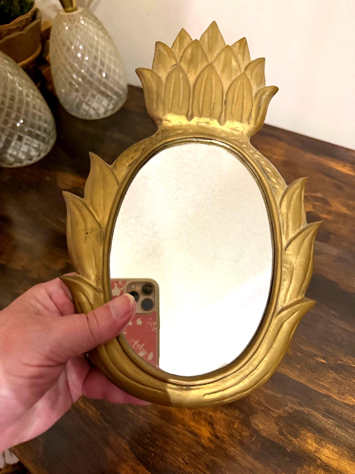 Vintage Brass Pineapple Mirror, Tropical Vanity Decor, Entry Mirror - Etsy