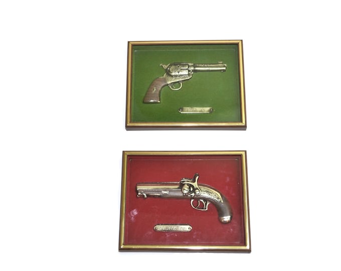 Gun Shadow Box Colt 45 Gun Pill Lock Gun Framed Guns Replica Guns ...