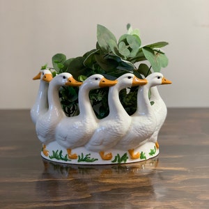 Vintage Gaggle of Geese Planter White Ceramic Geese Planter Spring ...