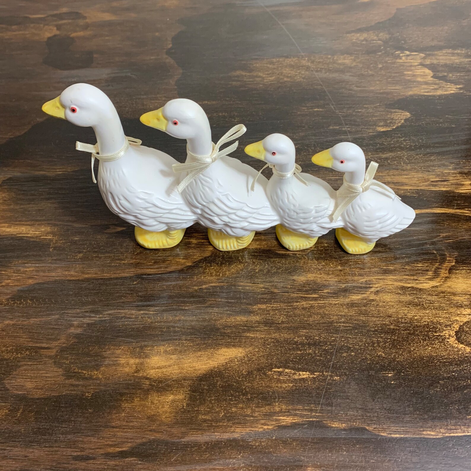 Vintage Gaggle of Geese Statue White Ceramic Geese Spring Decor Flock ...