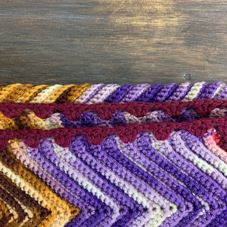 Vintage Colorful Ombre Afghan Blanket Chevron Pattern Crochet | Etsy