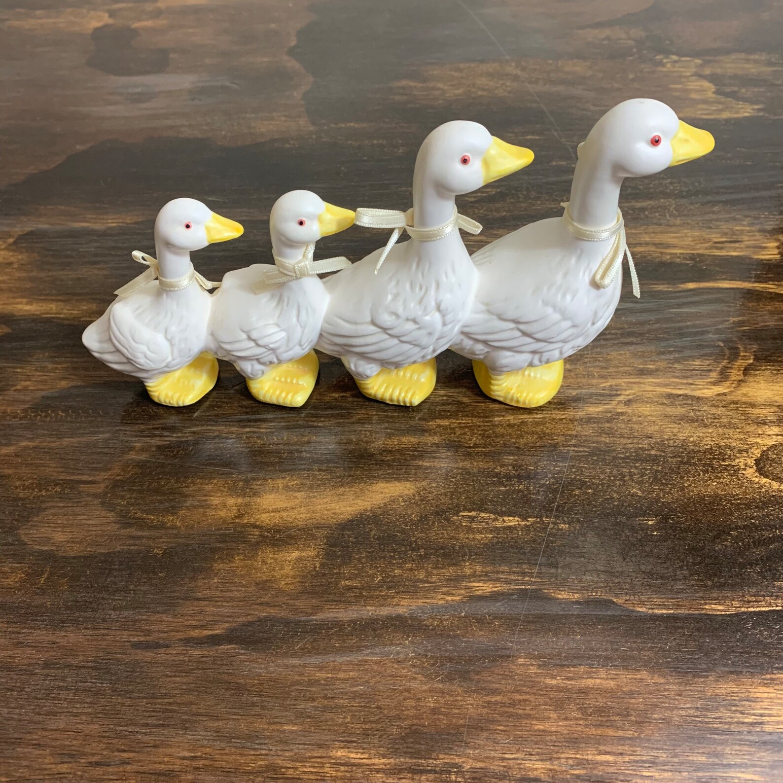 Vintage Gaggle of Geese Statue White Ceramic Geese Spring Decor Flock ...