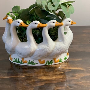Vintage Gaggle of Geese Planter White Ceramic Geese Planter Spring ...