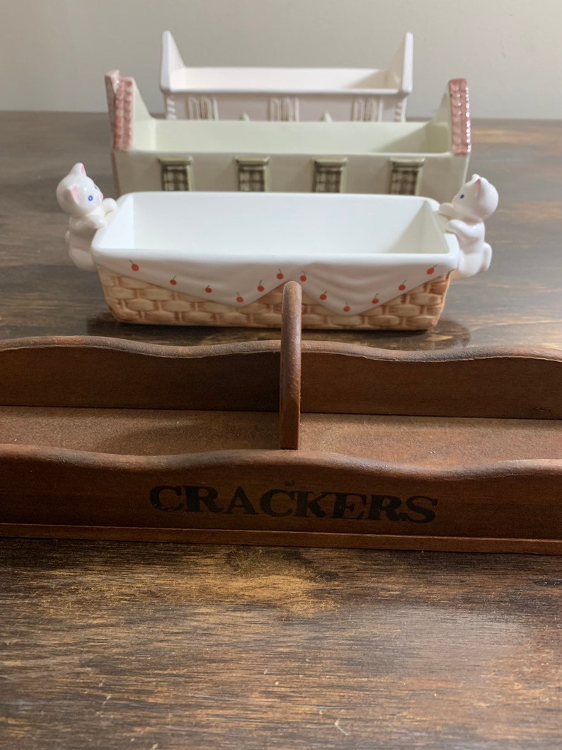 Vintage Wood Cracker Holder Cracker Cradle Cheese and Crackers | Etsy