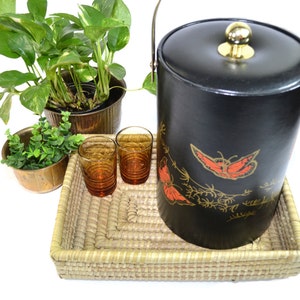 Vintage Butterfly Ice Bucket Boho Barware Set Black Ice Bucket and ...