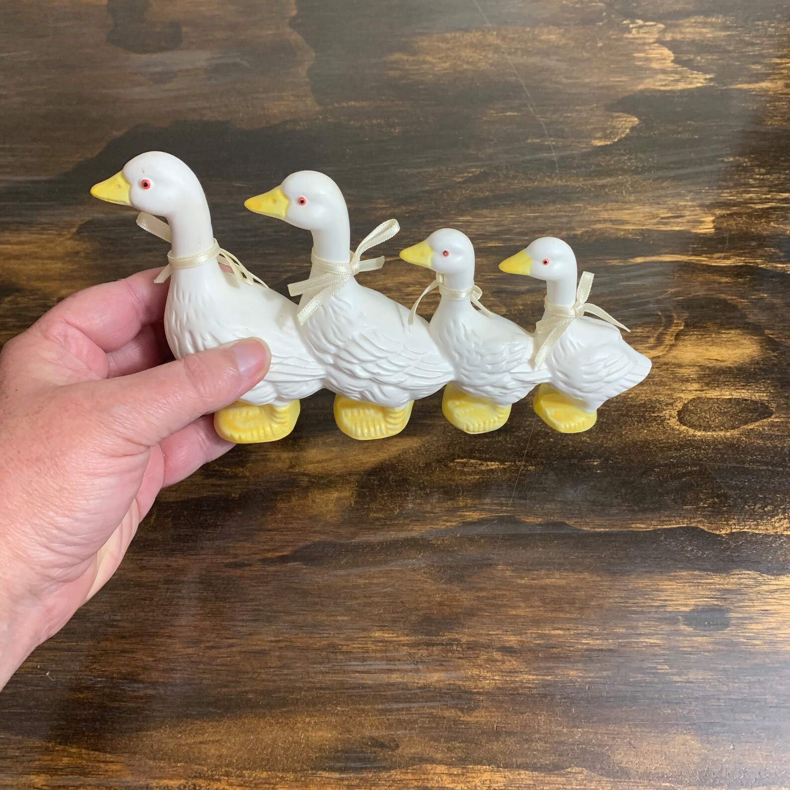 Vintage Gaggle of Geese Statue White Ceramic Geese Spring Decor Flock ...