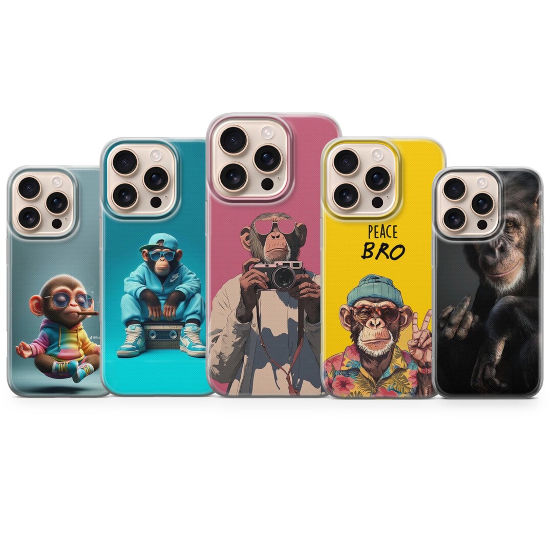 Monkey Phone Case Humor Animated Cover for iPhone 17, 17pro, 16e, 15 ...