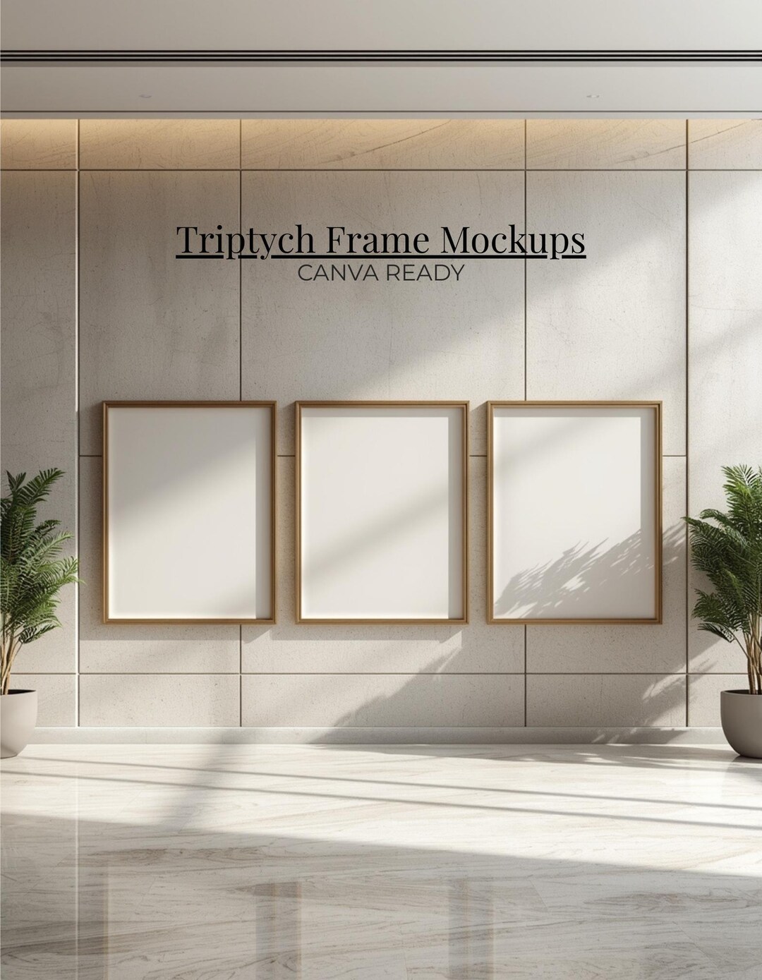 Triptych Frame Mockups Set – 3 Frame Wall Mockups, Elegant Interior ...