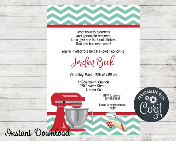 Kitchen Wedding Shower Invitation, Stock the Kitchen, Invitation ...