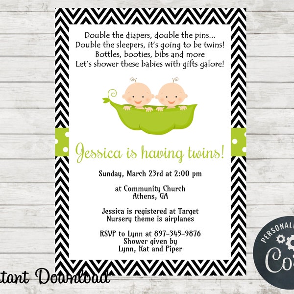 Two Peas in a Pod Invitation - Etsy