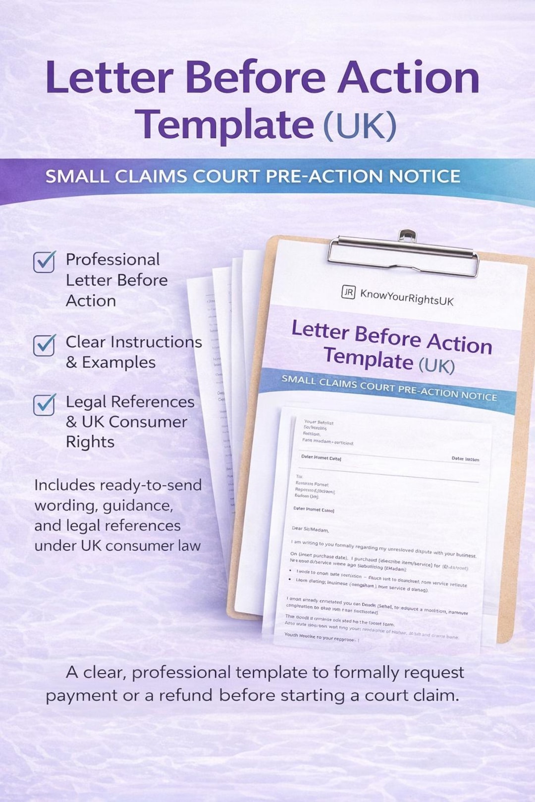 Letter Before Action Template UK | Small Claims Court (PDF Download) - Etsy