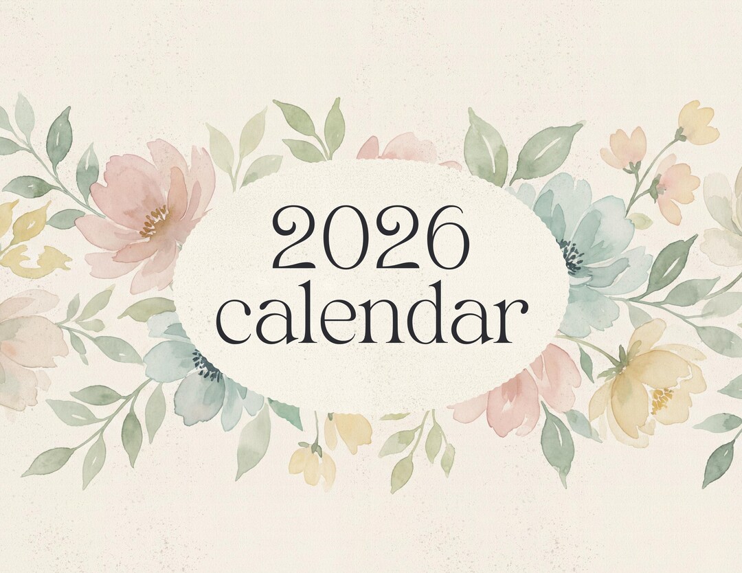 2026 Floral Printable Calendar | US Letter Landscape PDF - Etsy