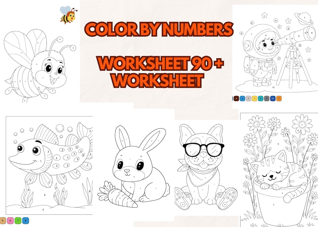 Color by Numbers Worksheets for Kids Preschool Coloring Pages Paint by ...