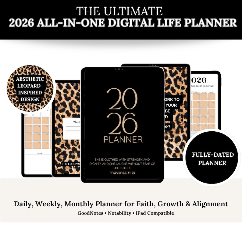 2026 Leopard Digital Planner | Goodnotes iPad Planner (PDF) - Etsy