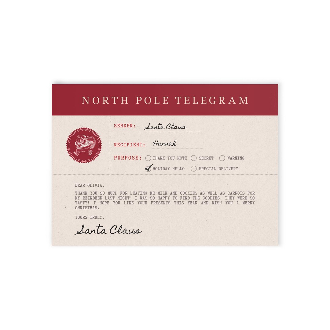 Vintage Playful Santa Claus Telegram Postcard Holiday Cards (two-sided ...