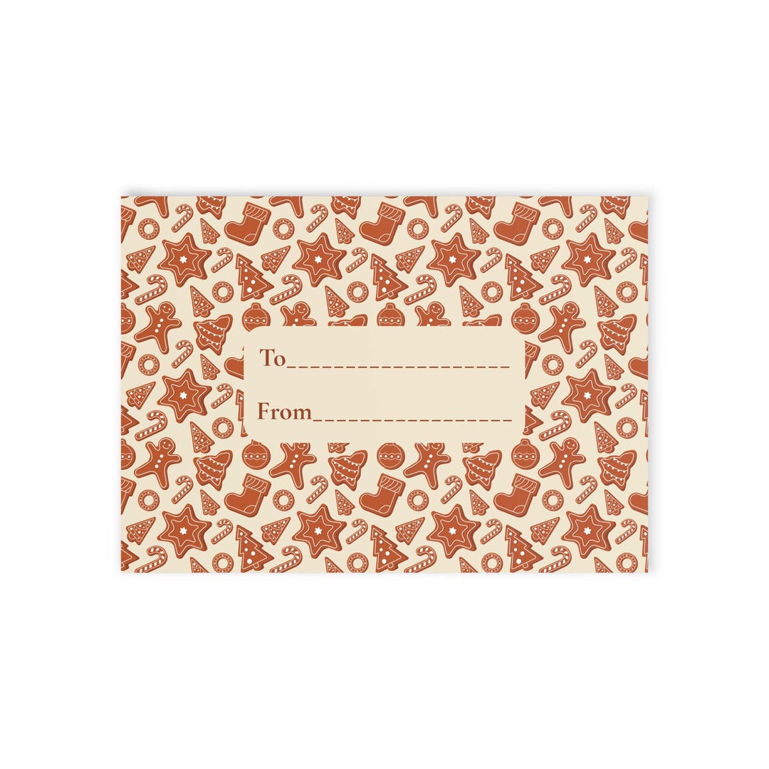 Gingerbread Cookie Christmas Card | To/from Gift Tag - Etsy