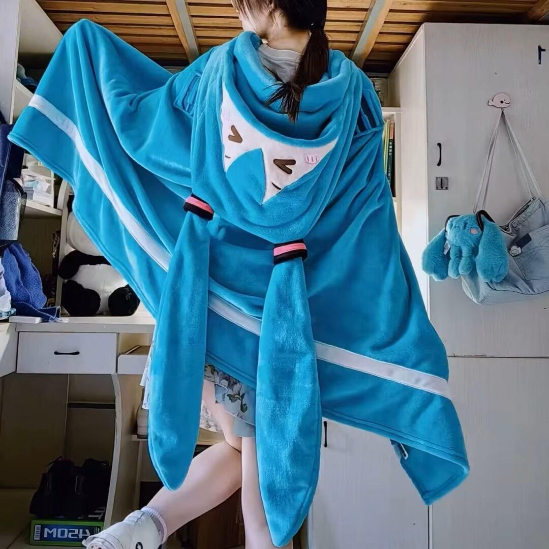 Hatsune Miku Plush Hoodie Blanket – Kawaii Anime Throw for Fans, Multi ...
