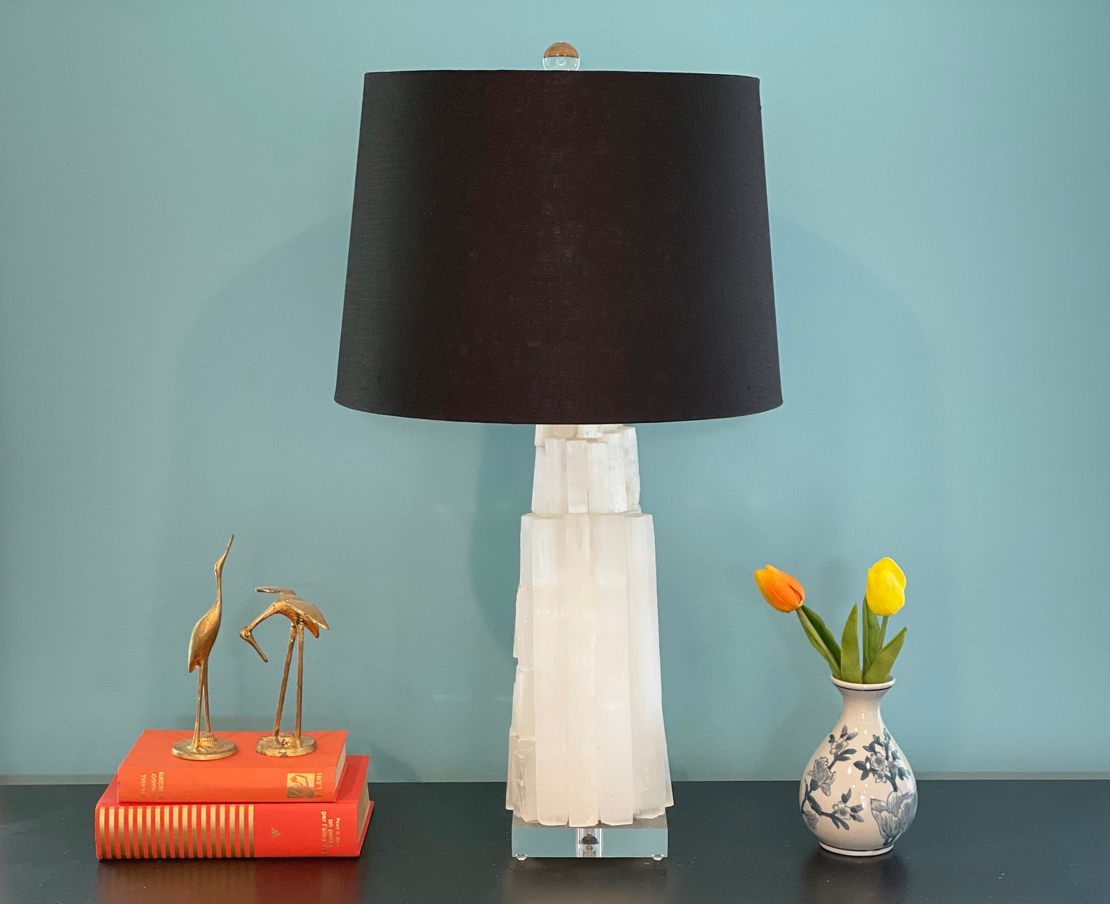 Selenite Table Lamp, Crystal Lamp, Selenite Crystal Lamp, Lighting ...