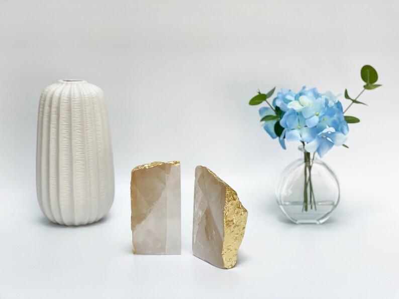 White Quartz Bookends Bookends Quartz Agate Bookends - Etsy