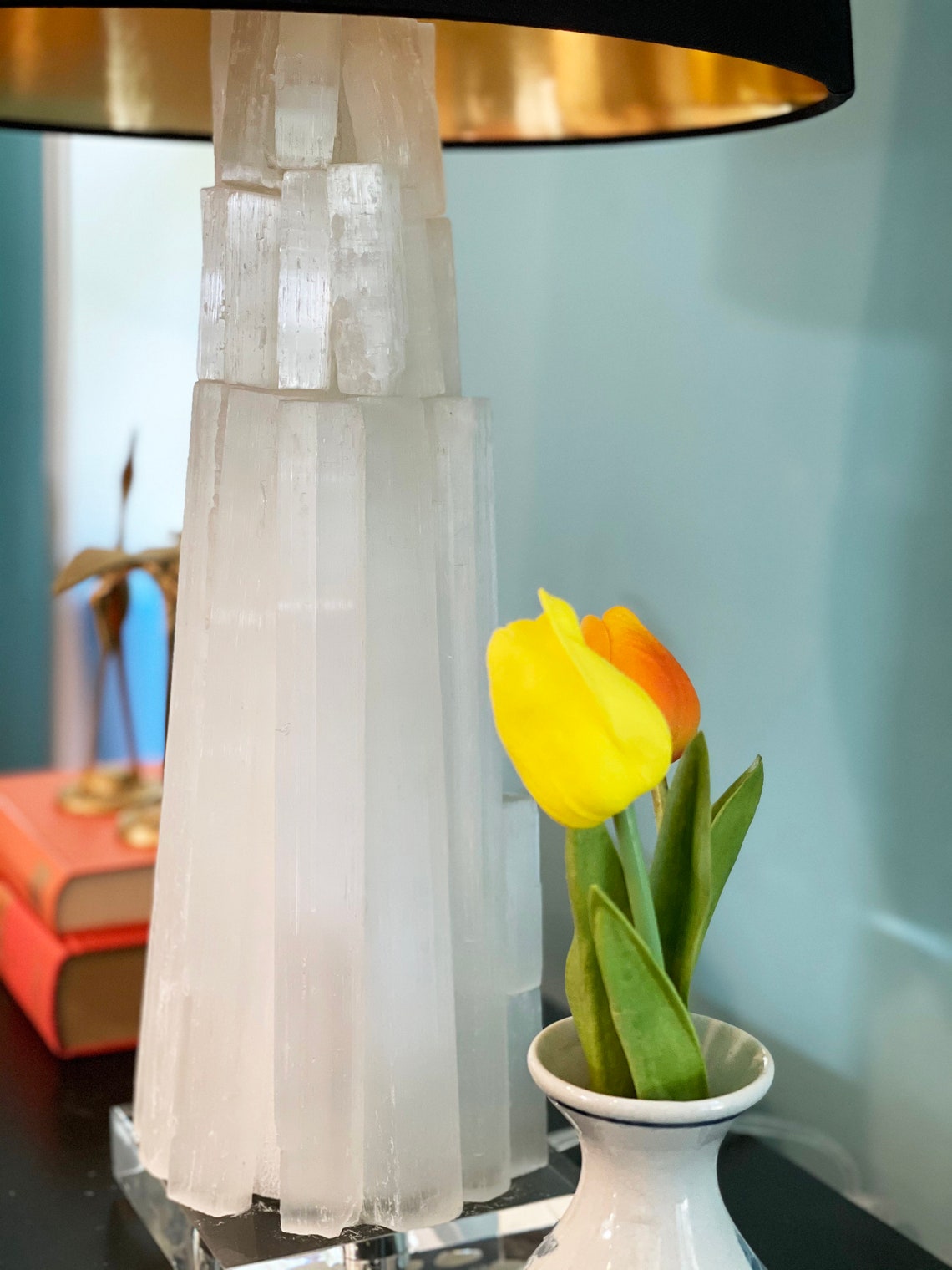 Selenite Table Lamp Crystal Lamp Selenite Crystal Lamp - Etsy