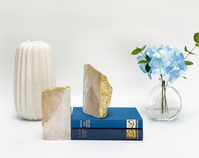 White Quartz Bookends, Bookends, Quartz, Agate Bookends, Marble ...