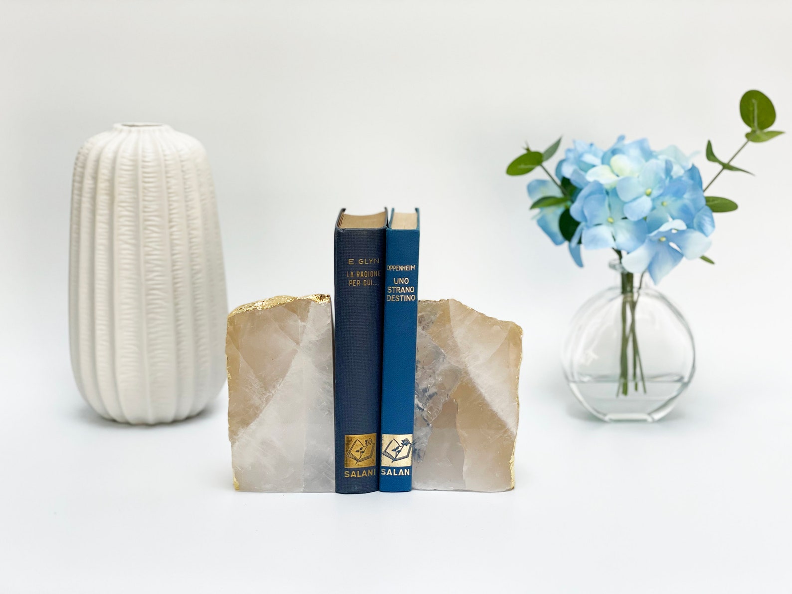White Quartz Bookends Bookends Quartz Agate Bookends - Etsy