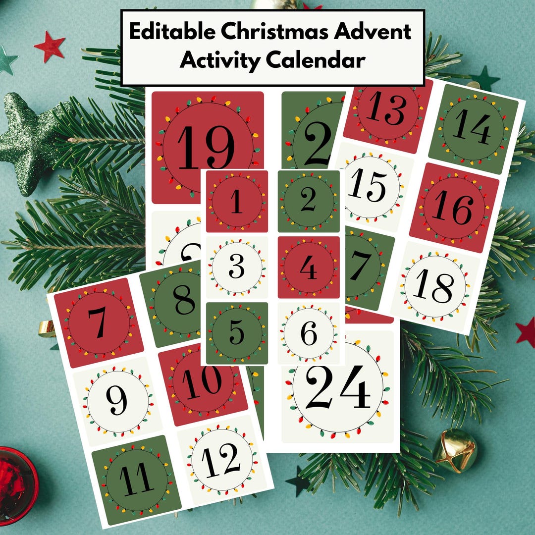 Christmas Advent Family Activity Calendar - Editable - Etsy