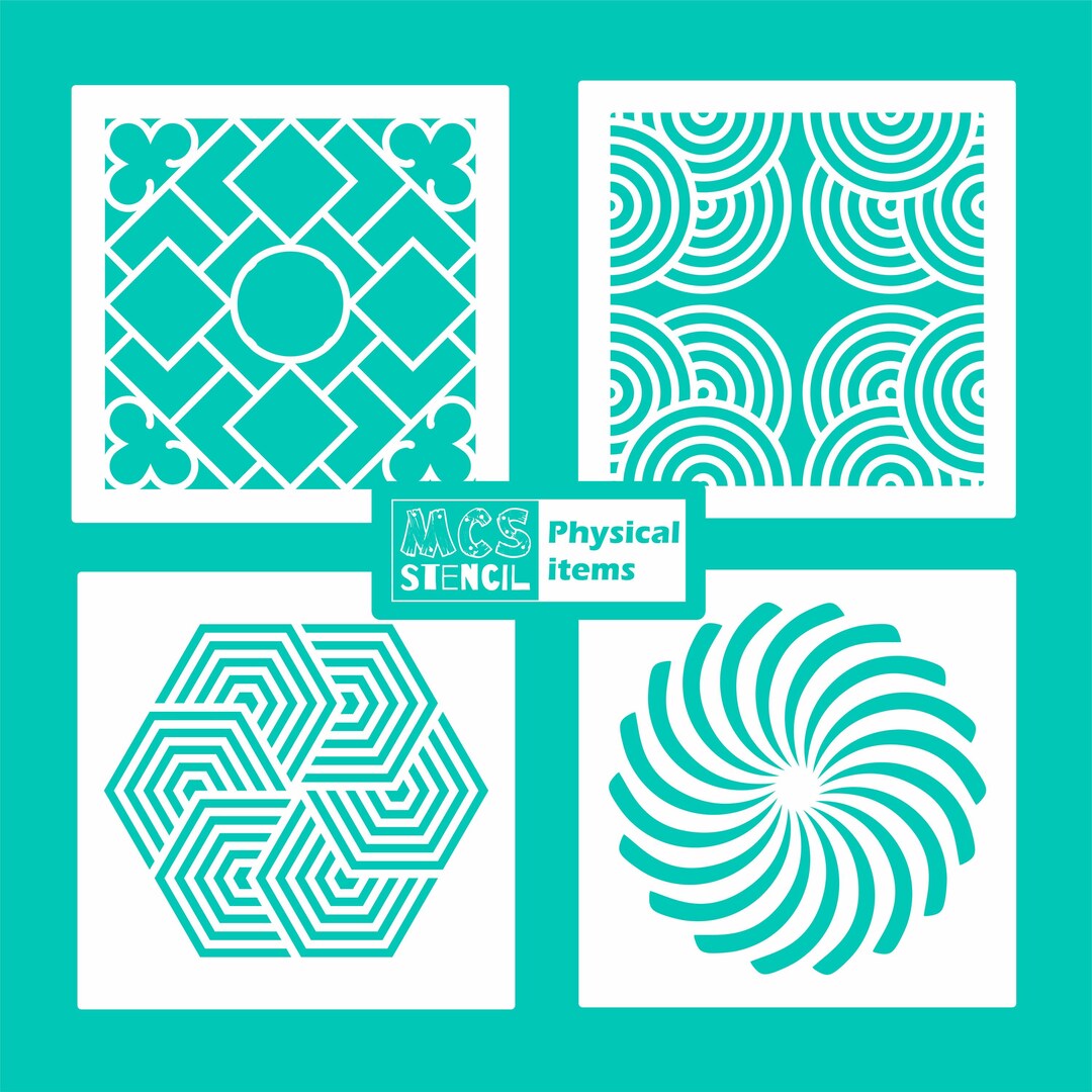 Geometric Stencils Set 8x8 Inch (4 Pcs) - Etsy