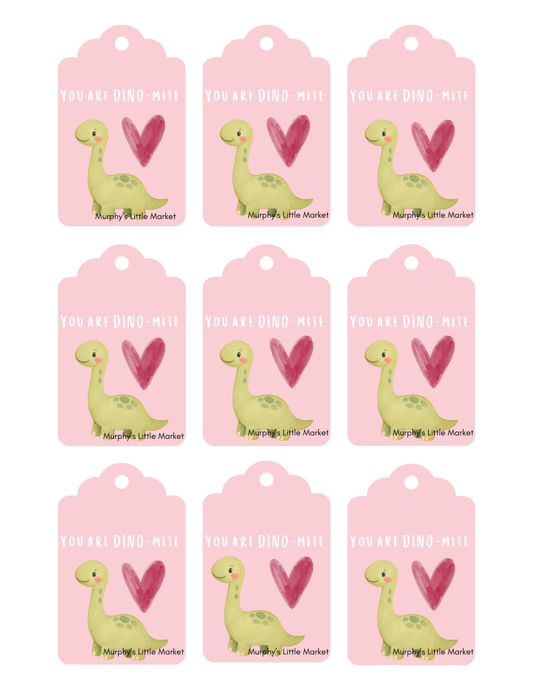 Dino-mite Valentine's Day Gift Tags - Etsy
