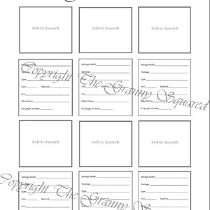 Digital Download, Fabric Stash Inventory Sheet, Swatch Reference, DIY ...