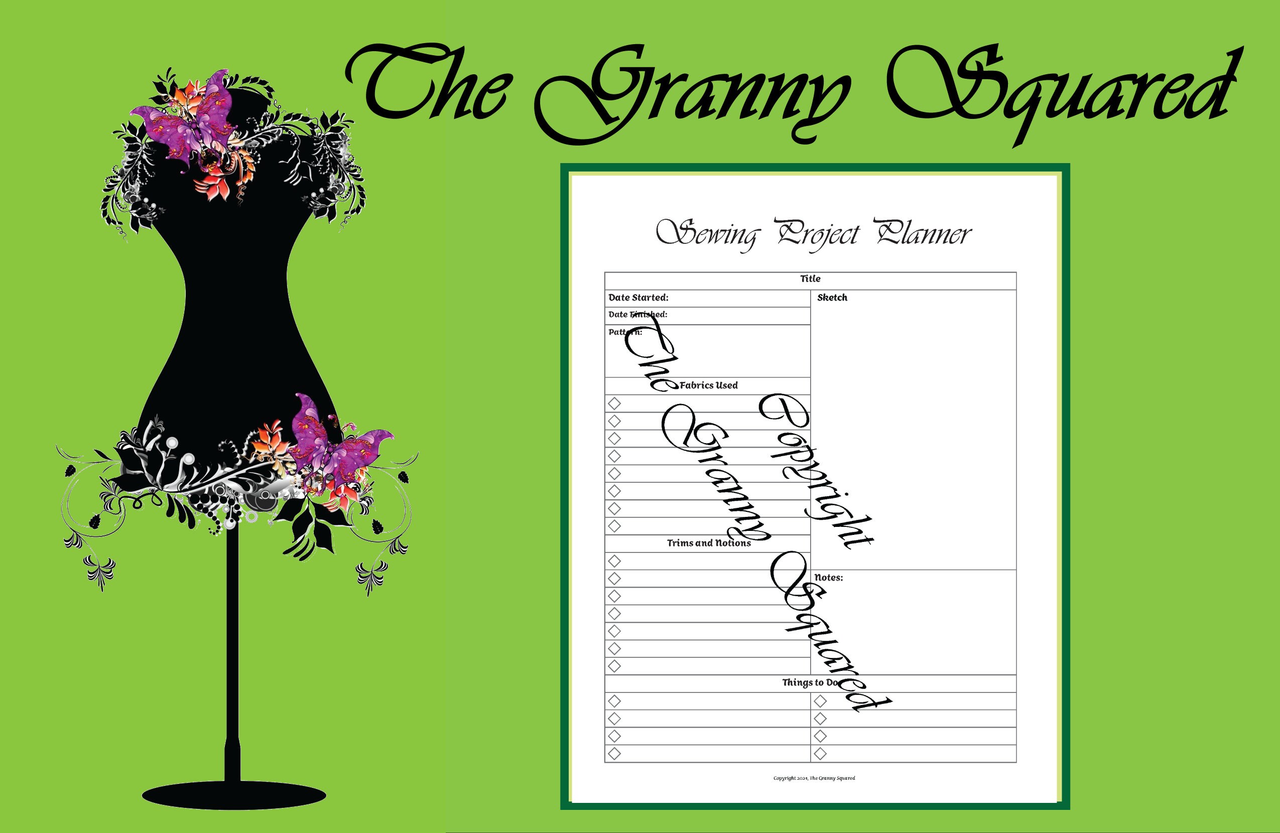 Digital Download Sewing Project Planner Sheet 3 Page Sewing Organizer