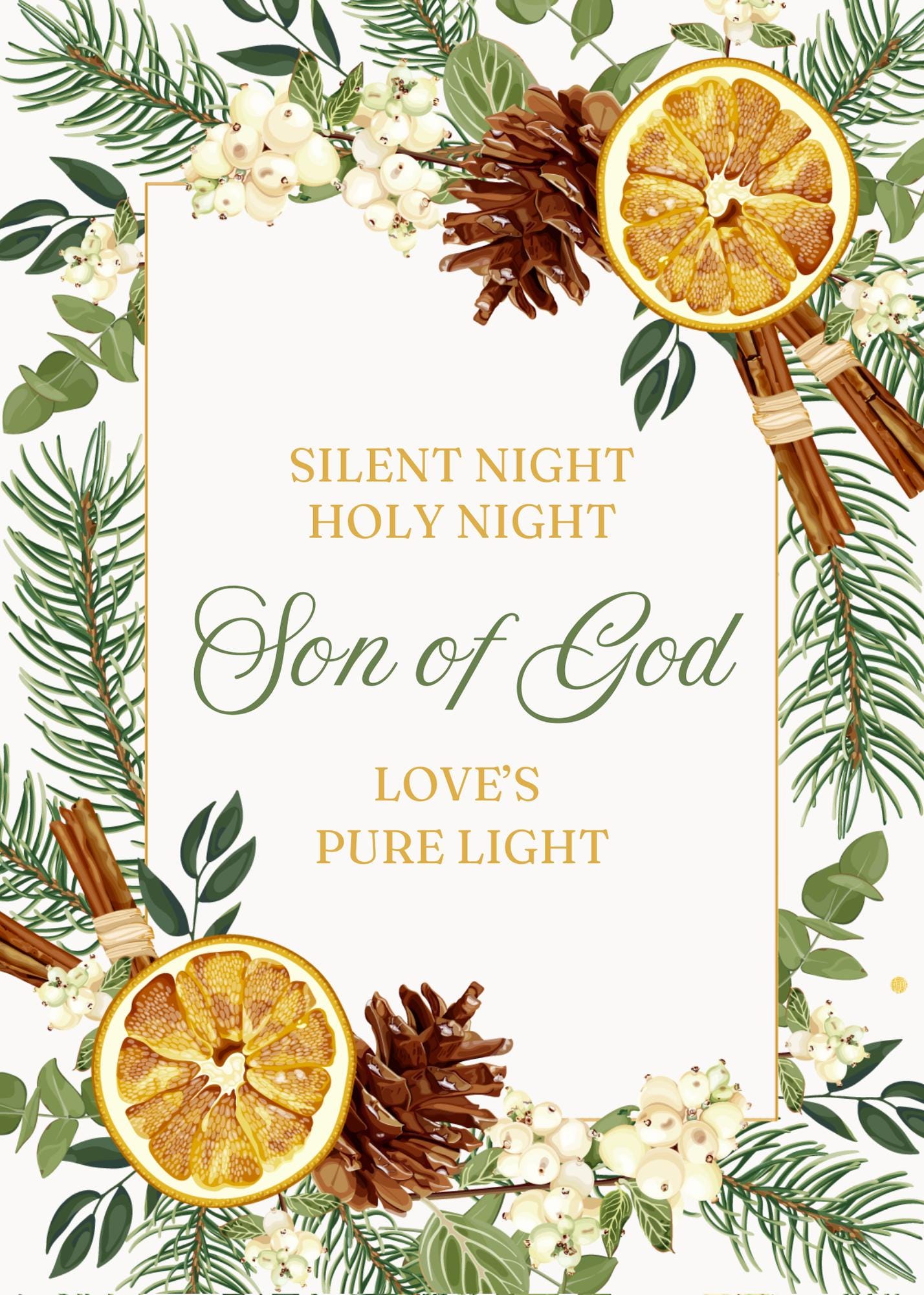 Christmas Carol Printable Digital Art Prints Orange Pine 5x7 AND 4x6 - Etsy