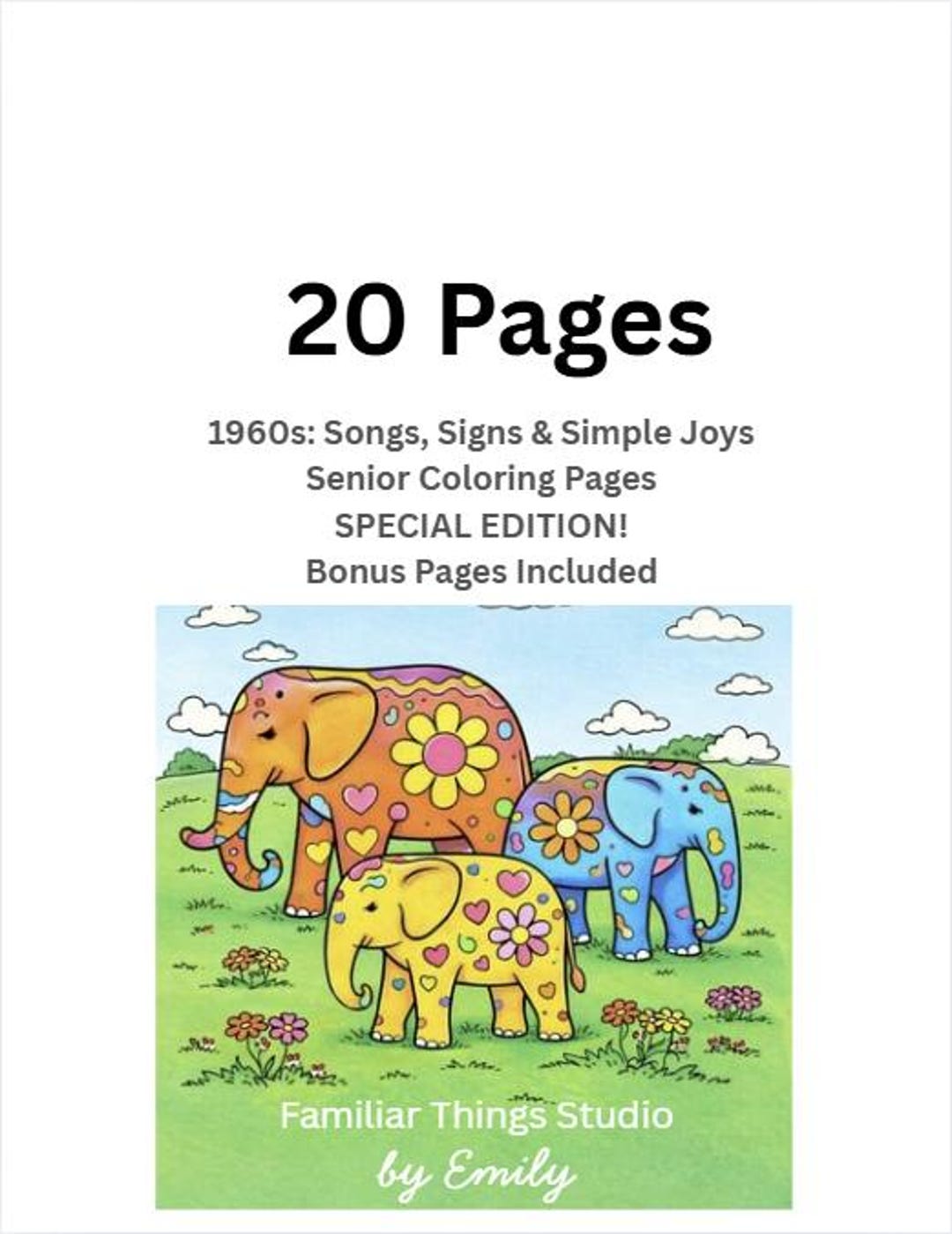 1960s Coloring Pages for Seniors | Gentle, Familiar Designs | Relaxing ...
