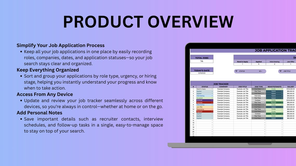 Job Application Tracker Google Sheets | Job Search Organizer ...