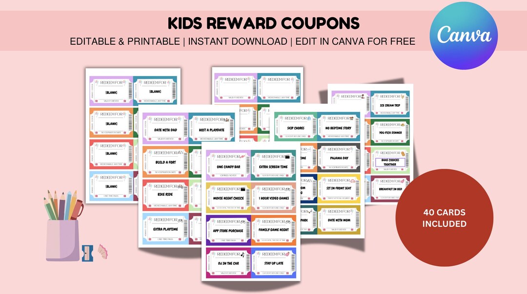 Kids Reward Coupons Editable & Printable | Positive Reinforcement ...