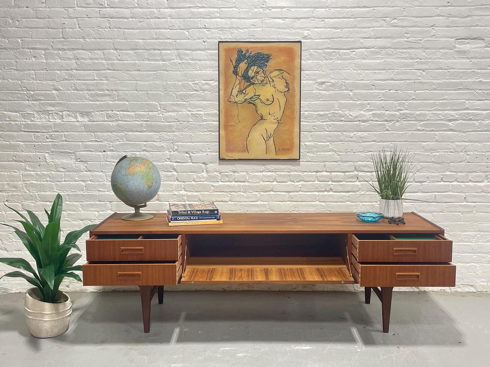 Extra Long & Low Mid Century Modern Credenza / Media Console by P ...