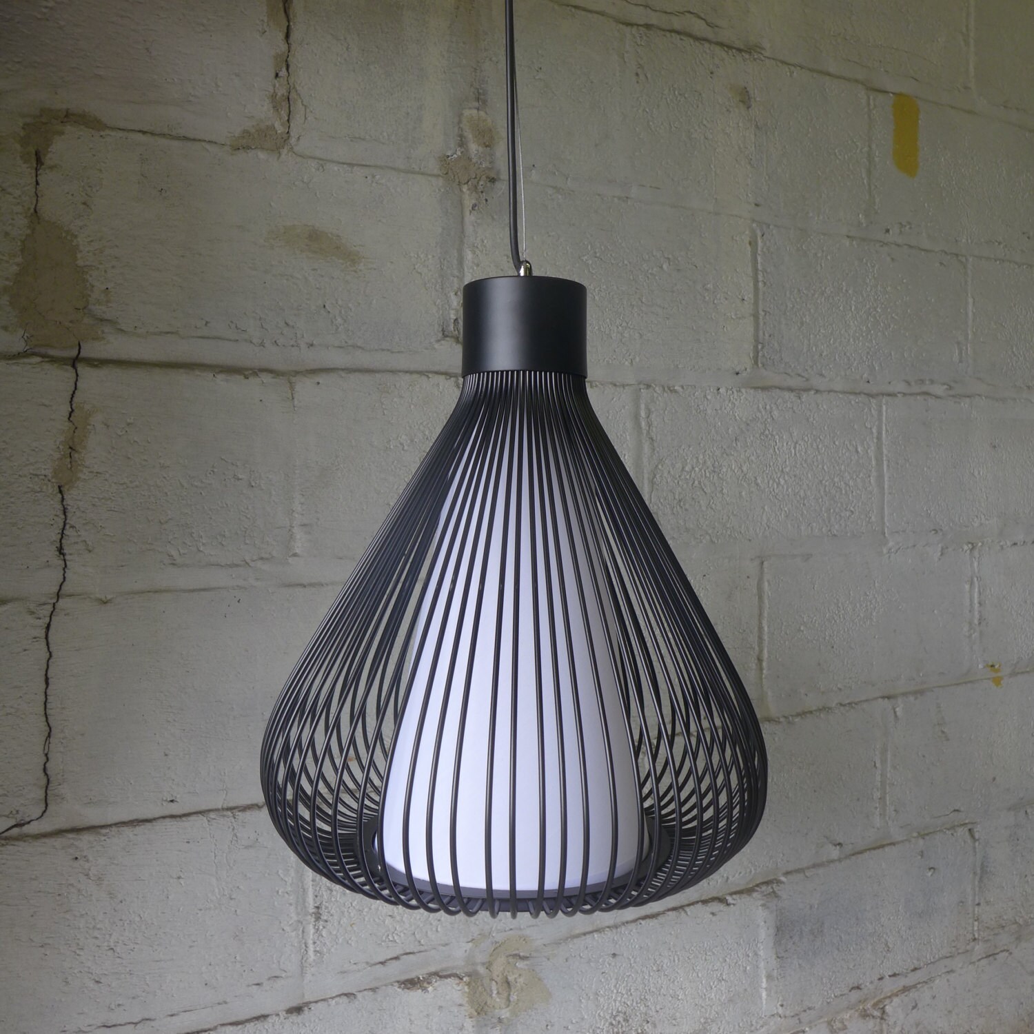 Mid Century MODERN Styled CAGE Muted Glass CHANDELIER - Etsy