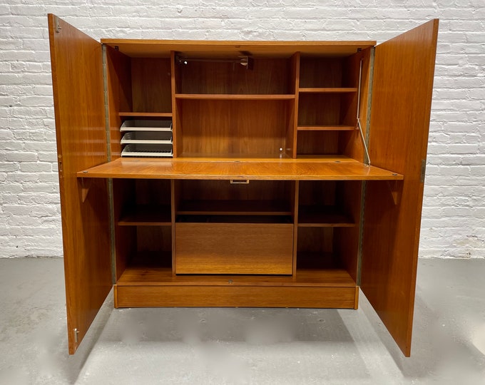 TEAK Mid Century Modern Danish "magic Box" Desk / Hideaway Secretary ...