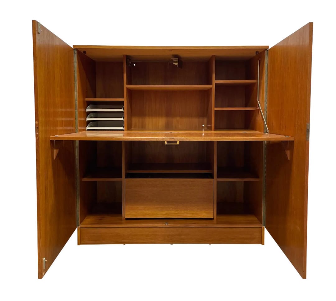 TEAK Mid Century Modern Danish magic Box Desk / - Etsy