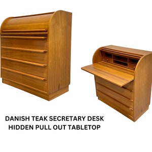 TEAK Mid Century MODERN Secretary DESK Storage, Made in Denmark - Etsy
