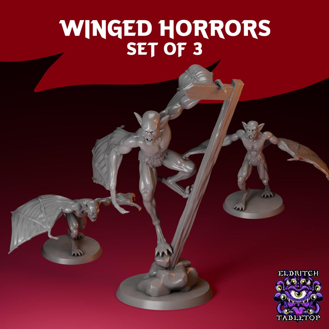 Winged Horror Mini Set (3pcs) - Miniature for D&D, Dungeons and Dragons ...