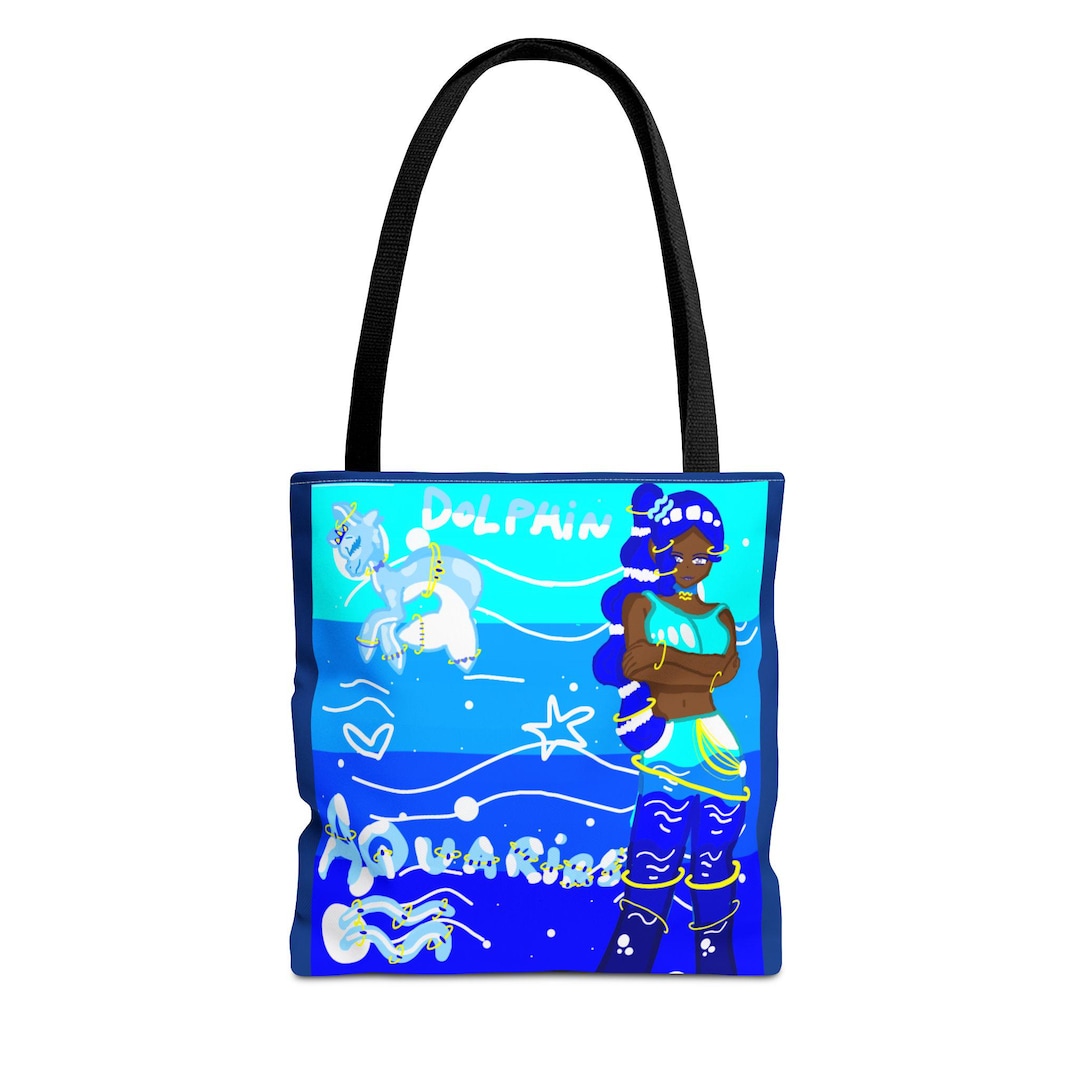 Aquarius Illustration Tote Bag | Ocean Blue Mermaid Style - Etsy UK