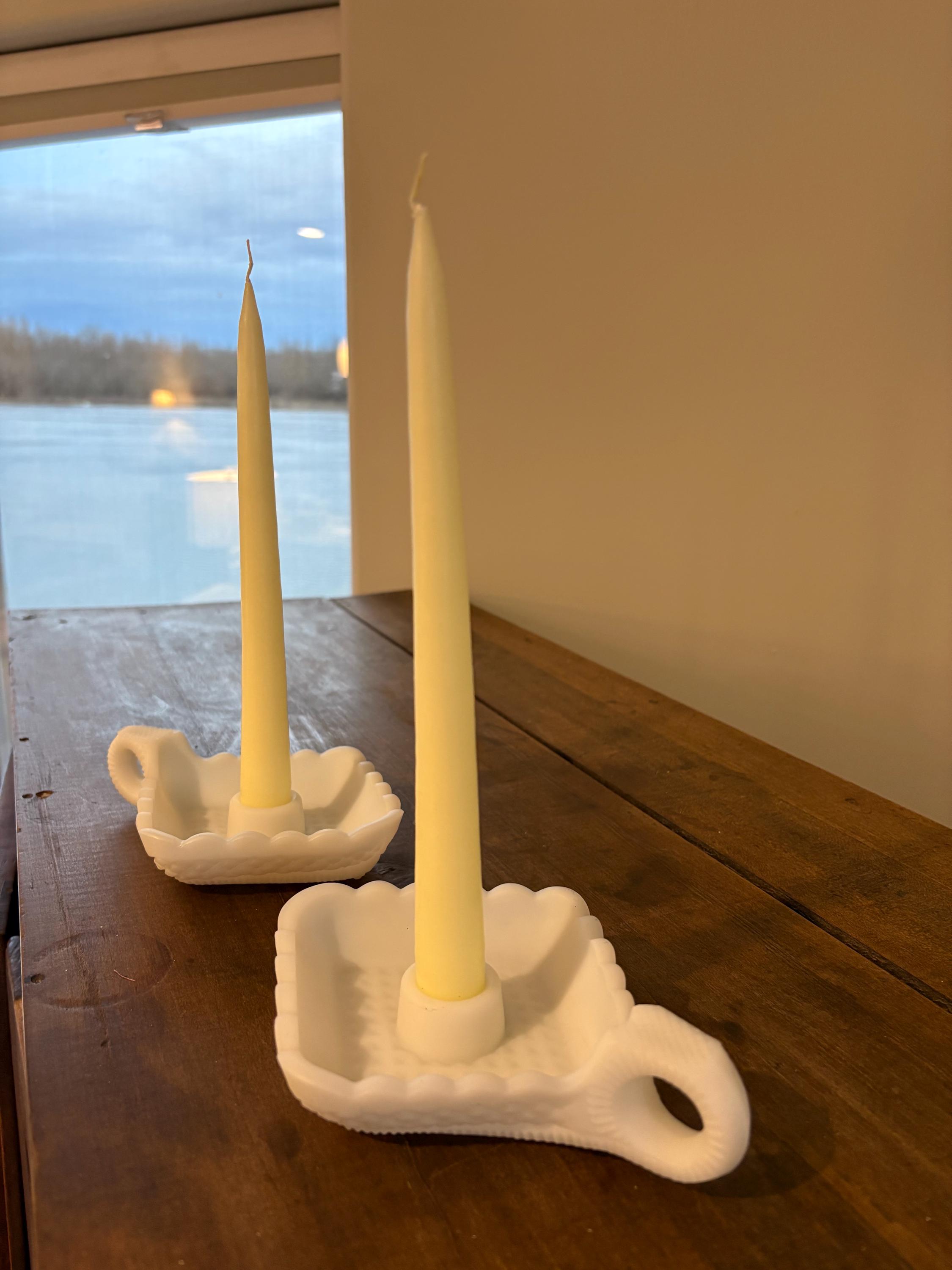 Vintage Milk Glass Chamberstick Candle Holders (set of 2) - Etsy