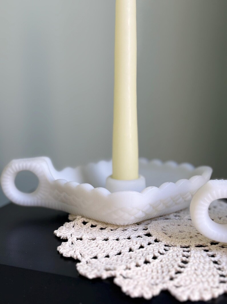 Vintage Milk Glass Chamberstick Candle Holders (set of 2) - Etsy